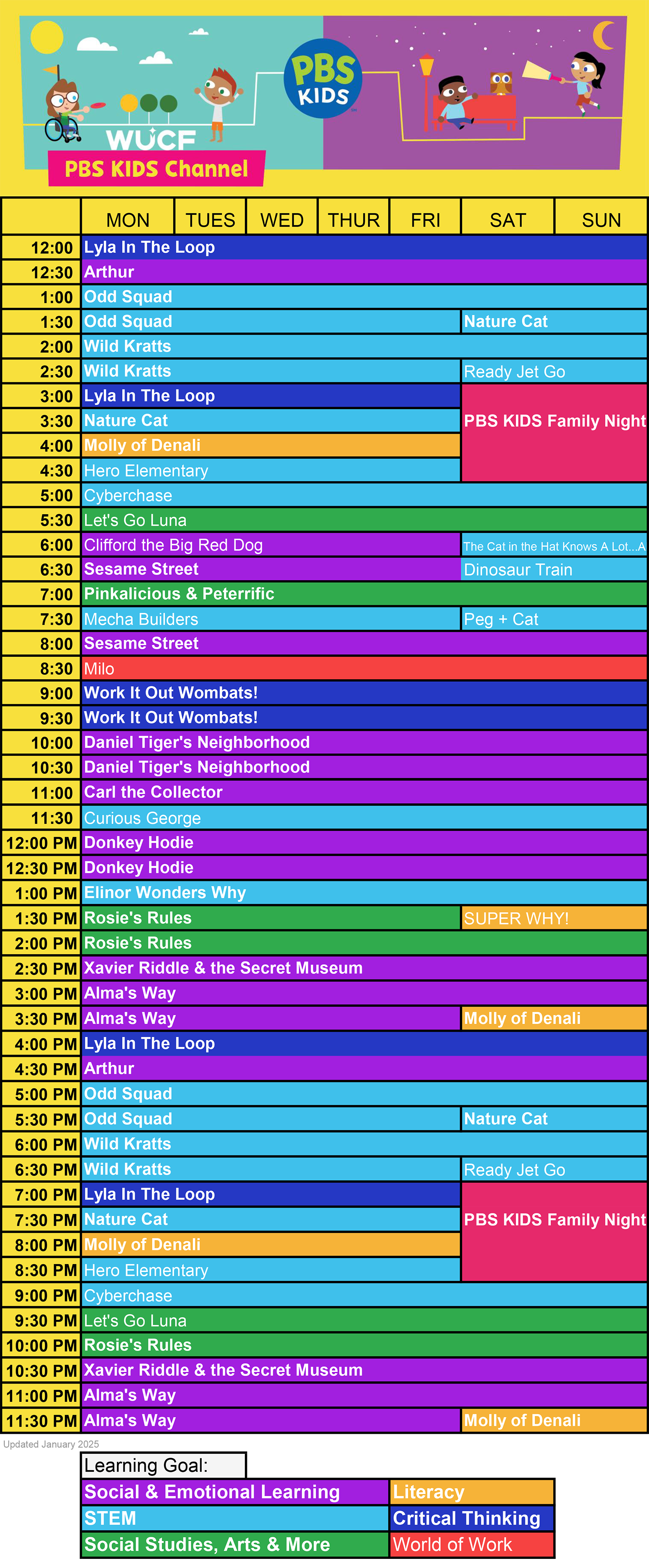 WUCF PBS KIDS Schedule